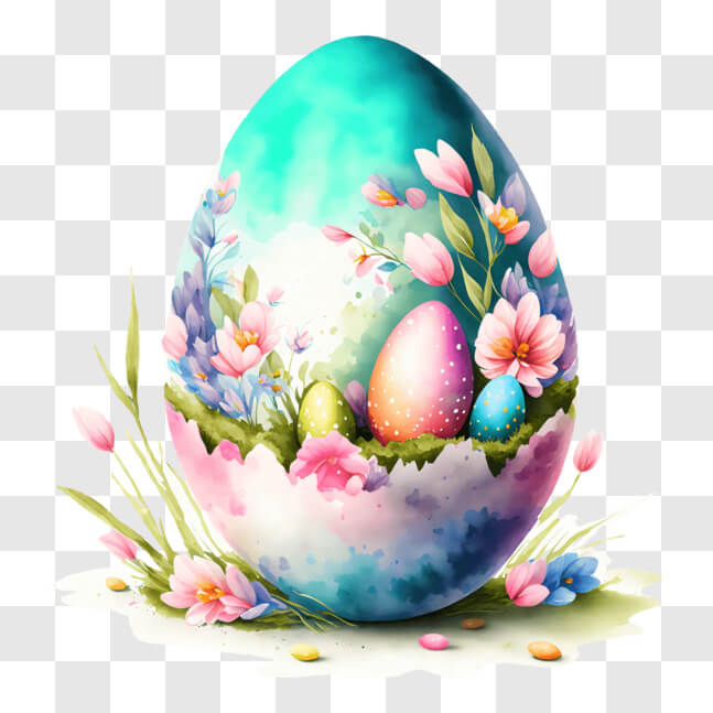 Download Colorful Easter Egg with Flowers and Butterflies PNGs Online ...