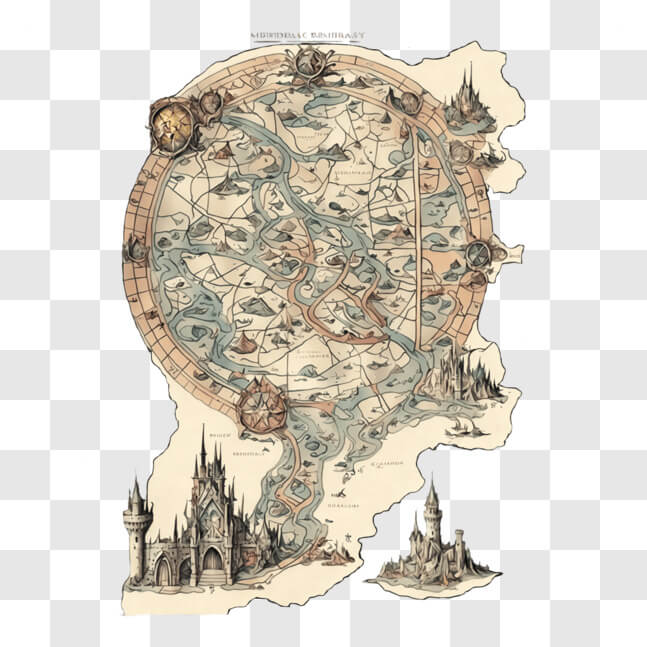 Download Black and White Illustrated Map with Disney's Beauty and the ...