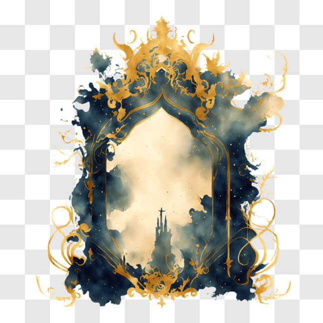 Download Castle with Ornate Frame and Clouds PNGs Online - Creative Fabrica