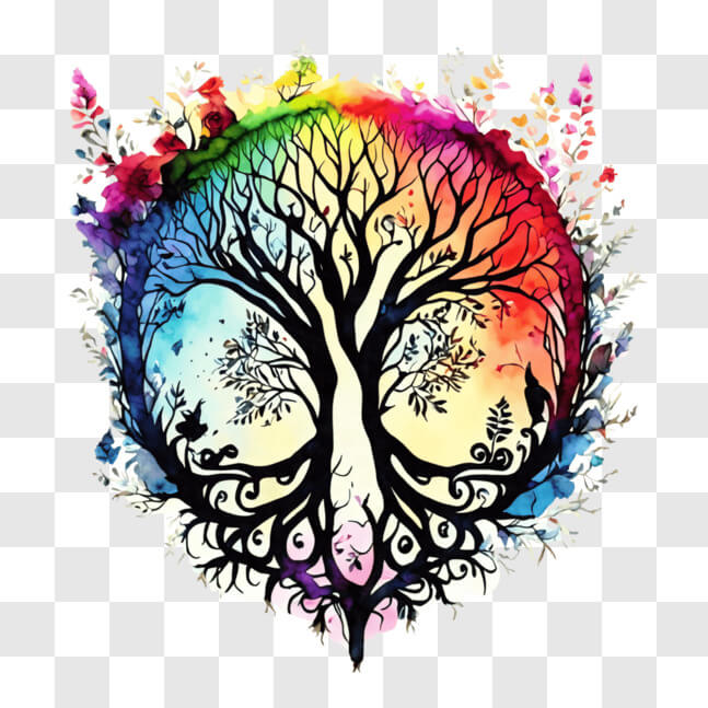 Download Colorful Abstract Tree with Spiritual and Natural Symbolism ...