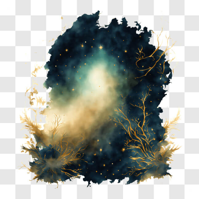 Download Abstract Painting of Starry Sky with Plants and Flowers PNGs ...