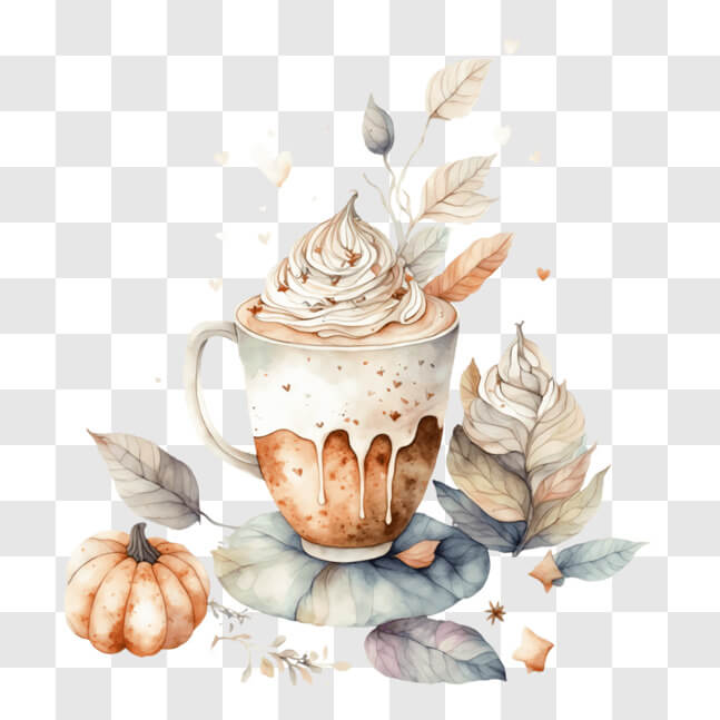 Download Happy Fall Hot Cocoa with Pumpkins and Leaves PNGs Online ...