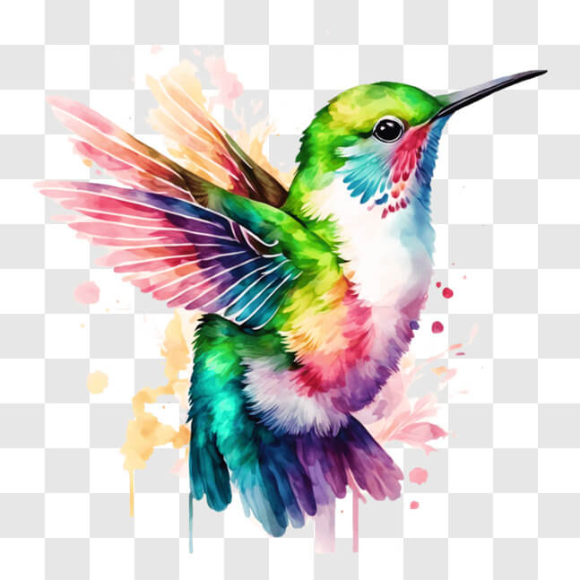 Download Colorful Hummingbird Watercolor Painting PNGs Online ...