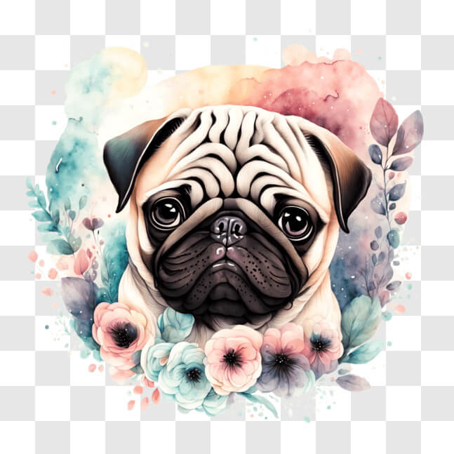 Download Pug Dog Surrounded by Flowers - Perfect for Any Occasion PNGs ...