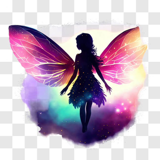 Download Colorful fairy with wings flying in the sky PNGs Online ...