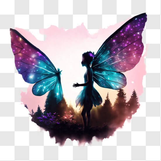 Download Enchanted Fairy in the Forest with Colorful Lights PNGs Online ...