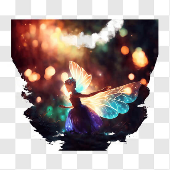 Download Enchanting Fairy in the Forest with Glowing Wings PNGs Online ...