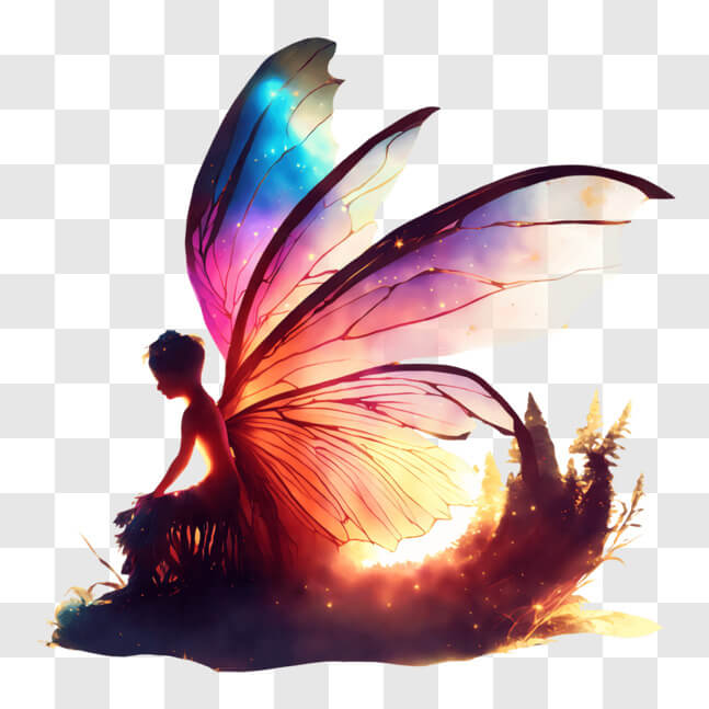 Download Colorful Fairy with Spread Wings and Stars PNGs Online ...