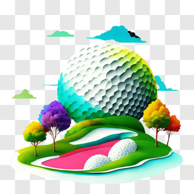 Download Colorful Golf Balls on Island with Trees and Flowers PNGs ...