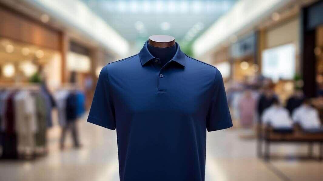 Download Blue Polo Shirt on Mannequin in Indoor Shopping Mall Mockups ...