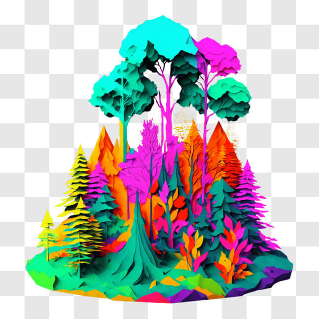 Download Colorful 3D Printed Landscape with Trees and Flowers PNGs ...