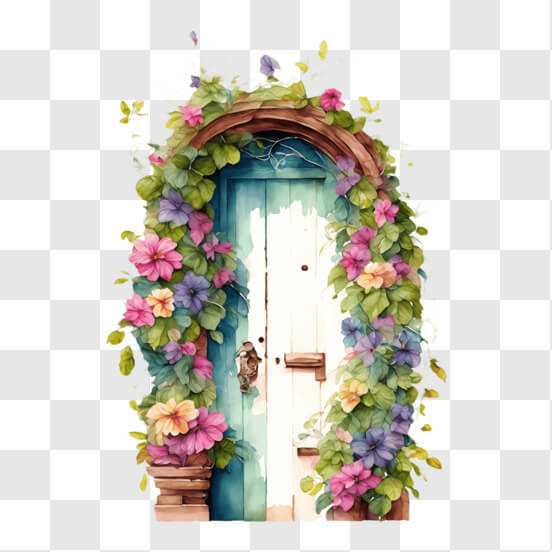 Download Colorful Door with Flowers - Ideal for Fairytale Gardens PNGs ...
