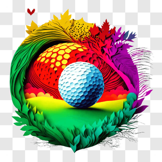 Download Colorful Golf Ball Artwork with Leaves and Flowers PNGs Online ...