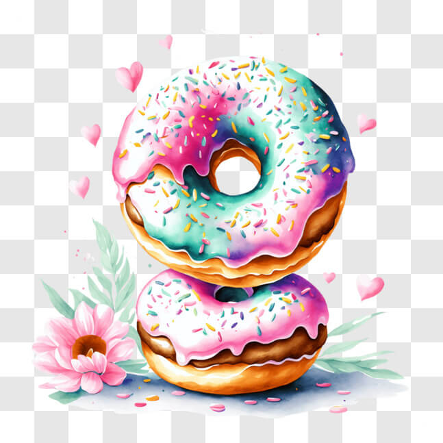Download Colorful Birthday Donuts with Happy Birthday Greeting PNGs ...