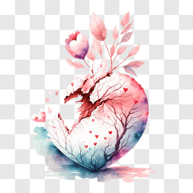 Descarga Corazón Roto Lleno de Flores y Hojas PNGs En Línea - Creative ...