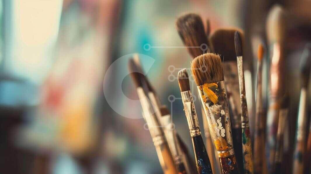 Vibrant Paintbrushes Ready for Artistic Creations stock photo ...