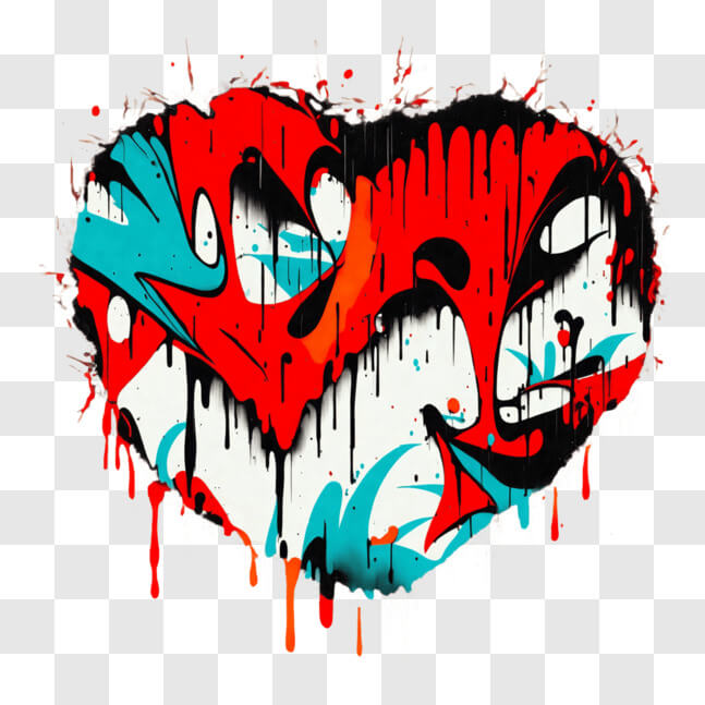 Download Colorful Heart-Shaped Graffiti Artwork PNGs Online - Creative ...
