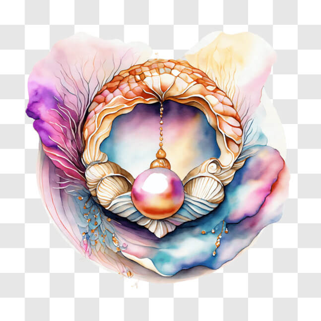 Download Colorful Mermaid's Shell Illustration with Flowers and Stars ...