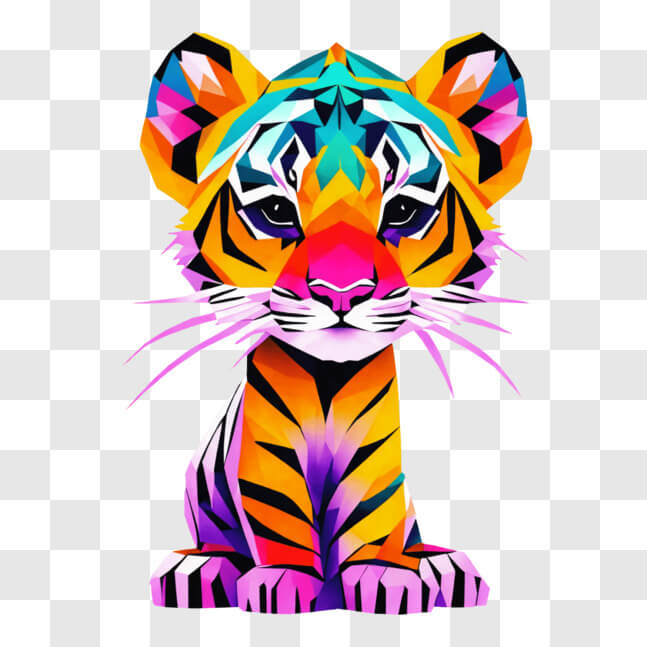 Download Colorful Tiger Cub Artwork PNGs Online - Creative Fabrica