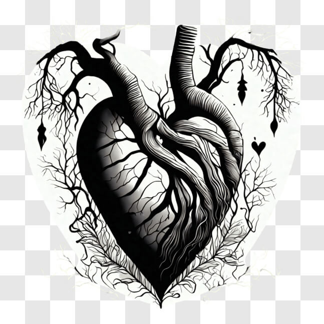 Download Black and White Tree of Life Heart Drawing PNGs Online ...