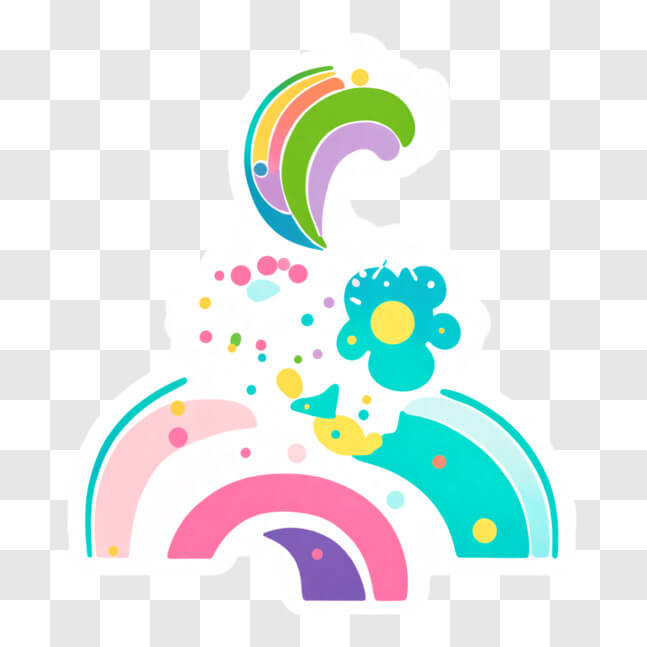 Download Rainbow with Flowers and Clouds Sticker PNGs Online - Creative ...