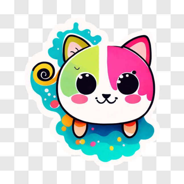 Download Colorful Floating Cat Sticker in Water PNGs Online - Creative ...