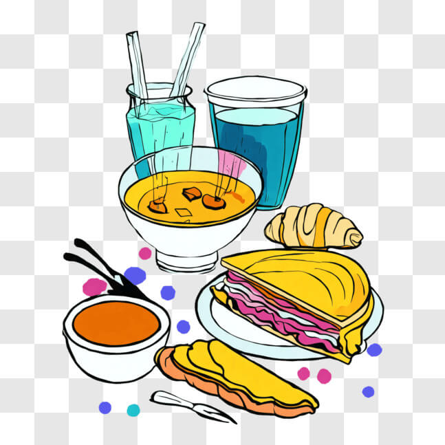 Download Variety of food items on a lunch table PNGs Online - Creative ...