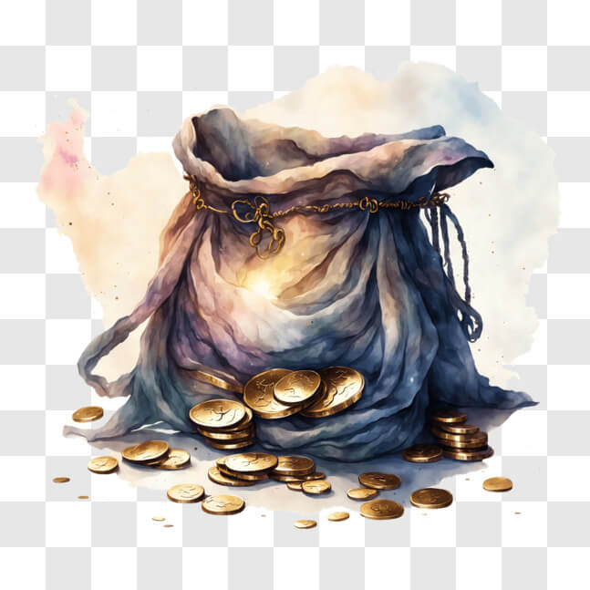 Scarica Illustrazione di un sacco di monete d'oro e d'argento PNGs ...