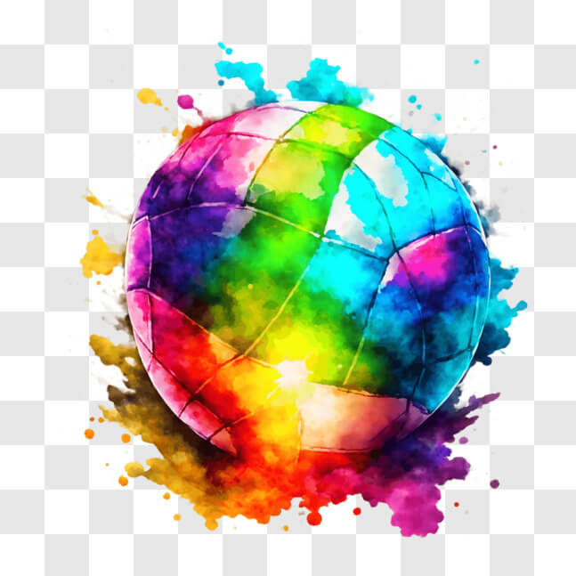 Download Colorful Volleyball Ball with Paint Splashes PNGs Online ...