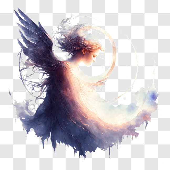 Download Spiritual Painting of Angel in Moonlight PNGs Online ...