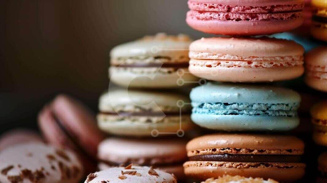 Assorted Colorful Macaroons Stack stock photo | Creative Fabrica