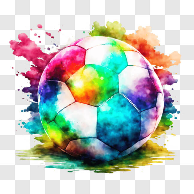 Download Colorful Soccer Ball with Paint Splashes PNGs Online ...