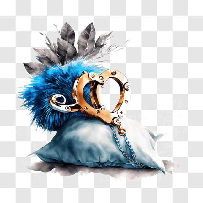 Download Blue Feathers and Handcuffs with Heart-Shaped Pendant PNGs ...