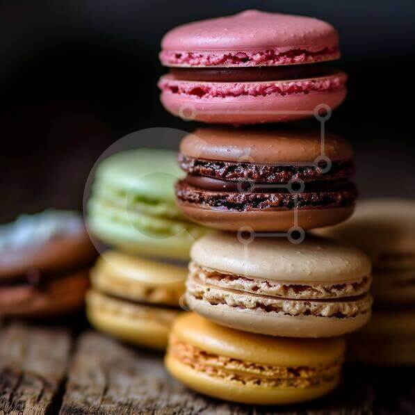 Assorted Macaroons Stack stock photo | Creative Fabrica
