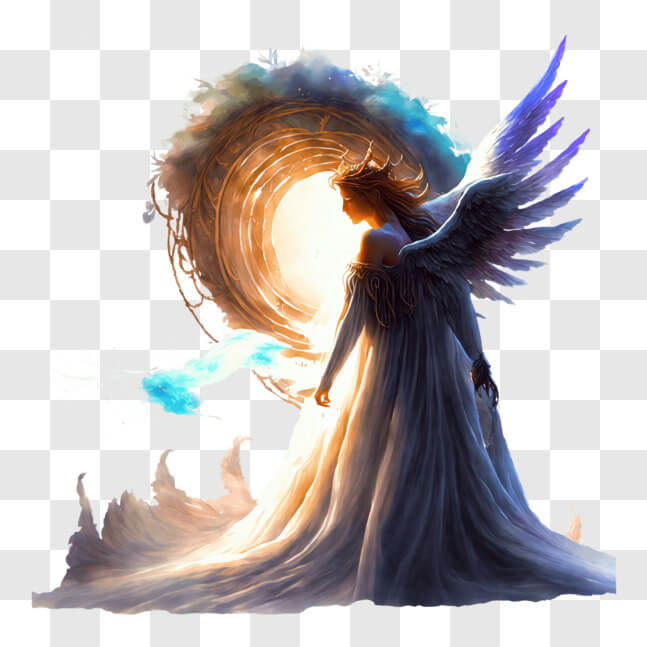 Download Graceful Angel Standing in Front of Circular Structure with ...