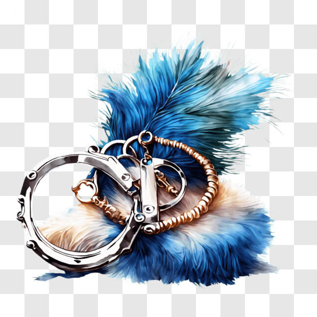 Download Blue and White Feathered Keychains with Silver Jewelry PNGs ...