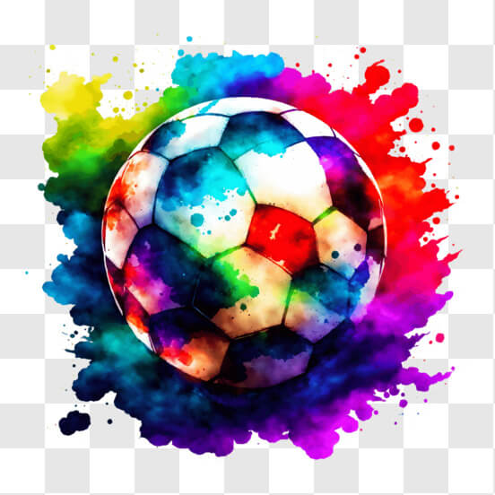 Download Colorful Soccer Ball with Paint Splatters PNGs Online ...