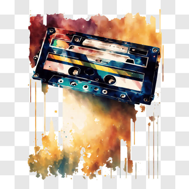 Download Watercolor Illustration of an Audio Cassette Tape PNGs Online ...