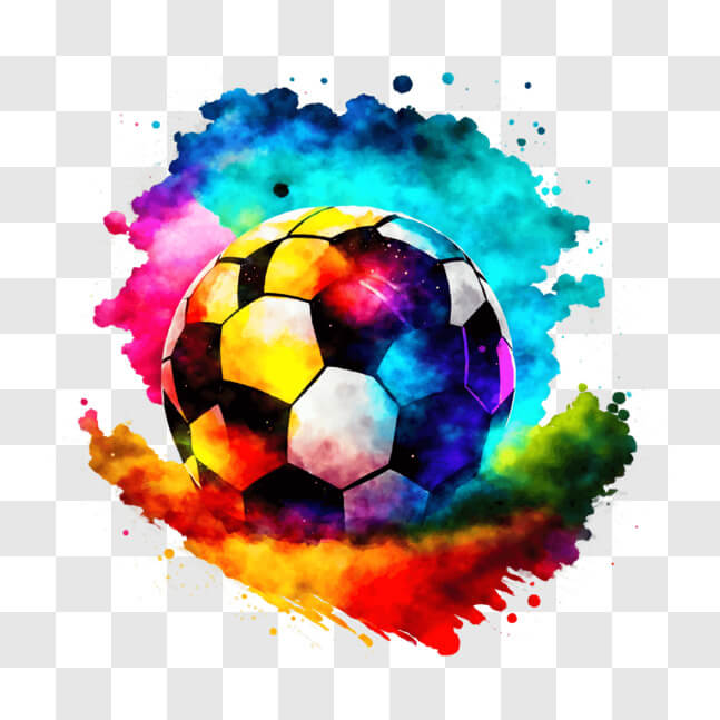 Download Colorful Soccer Ball Paint Splatter Advertisement PNGs Online ...