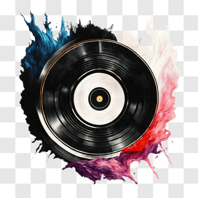 Download Colorful Paint Splashes Surrounding Vinyl Record PNGs Online ...