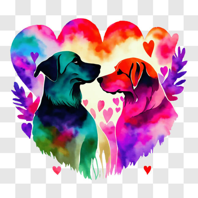 Download Colorful Heart-Shaped Frame with Two Labradors PNGs Online ...