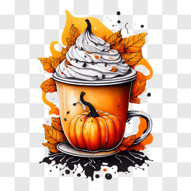 Download Fall-themed Pumpkin Spice Latte with Whipped Cream and Orange ...
