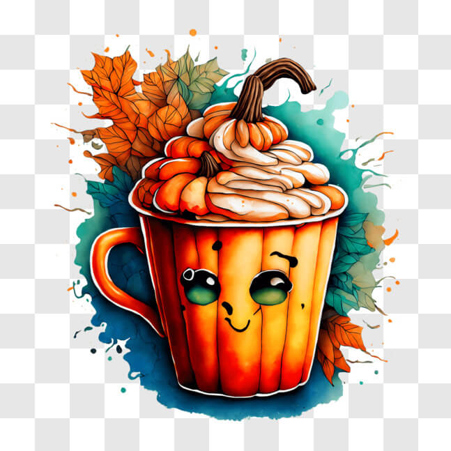 Download Autumn-themed pumpkin spice latte with whipped cream and fall ...