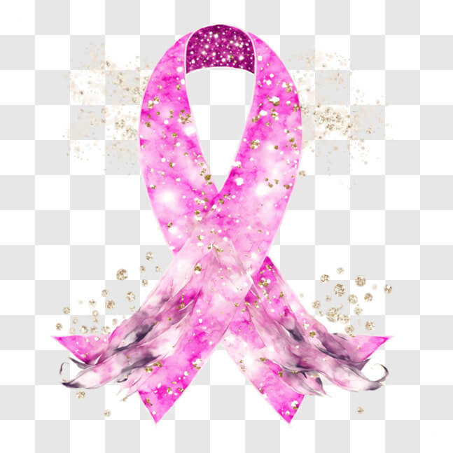 Download Pink Ribbon for Breast Cancer Awareness with Glitter PNGs ...