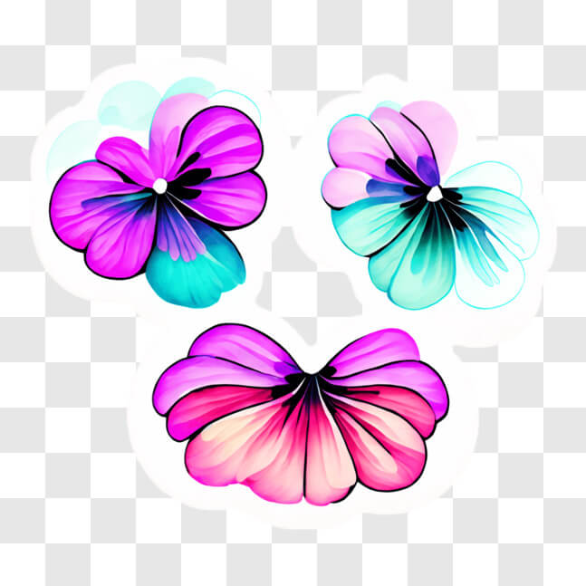 Download Colorful Flower Stickers on Black Background PNGs Online ...