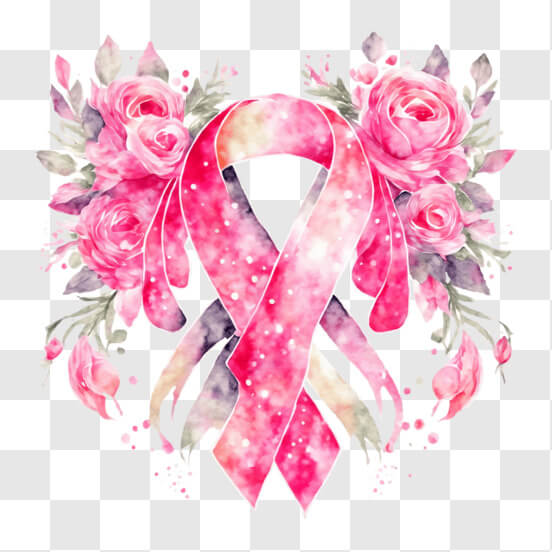Download Breast Cancer Awareness Ribbon with Flowers PNGs Online ...