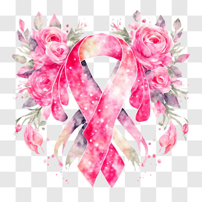 Download Pink Ribbon and Roses for Breast Cancer Awareness PNGs Online ...