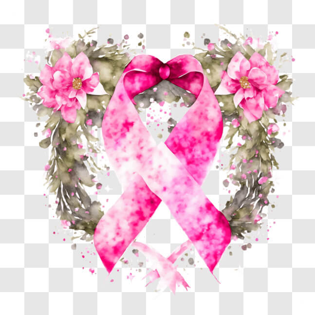 Download Pink Ribbon with Flowers for Women's Health Awareness PNGs ...