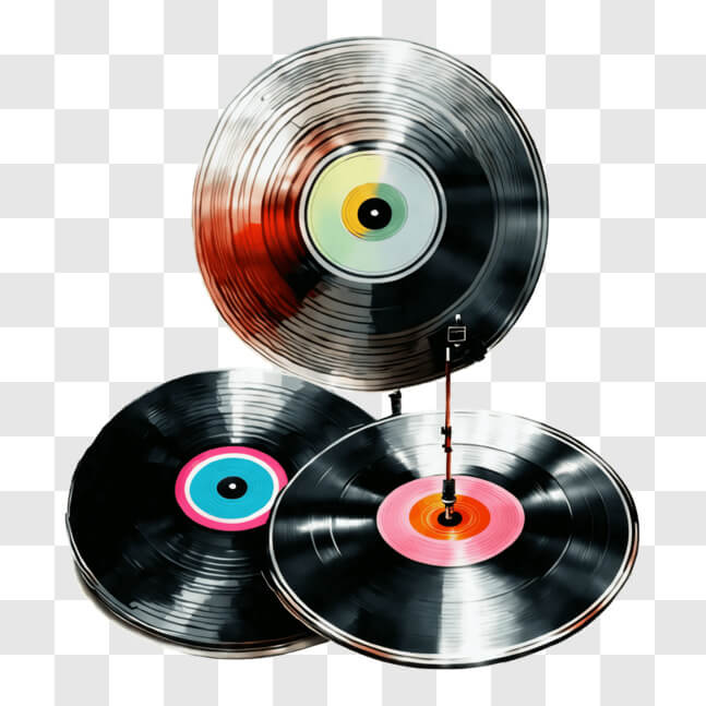 Download Colorful Vinyl Records Representing Multiple Music Genres PNGs ...