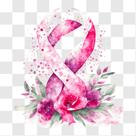 Download Pink Ribbon Heart with Flowers - Breast Cancer Awareness ...
